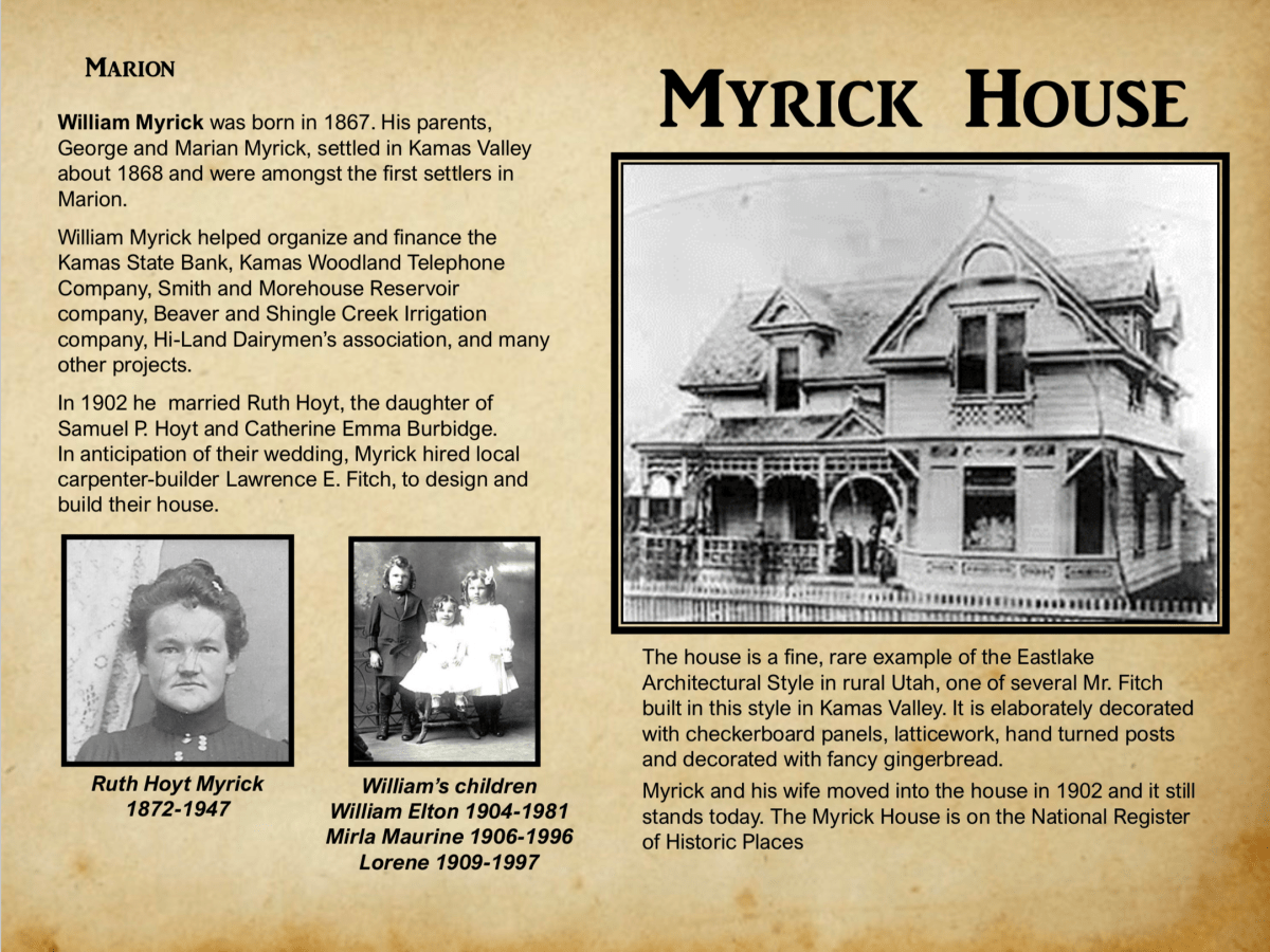 From the Calendar – March 2021: Myrick House – Kamas Valley History Group
