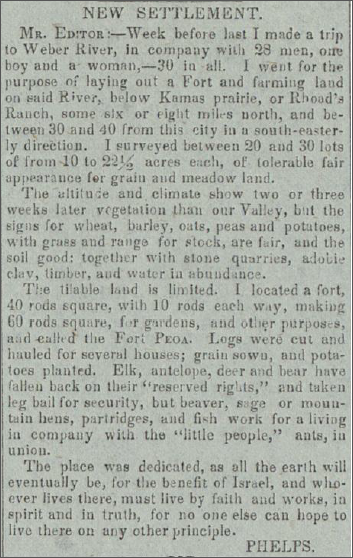 From the Calendar: Peoa Forts – Kamas Valley History Group