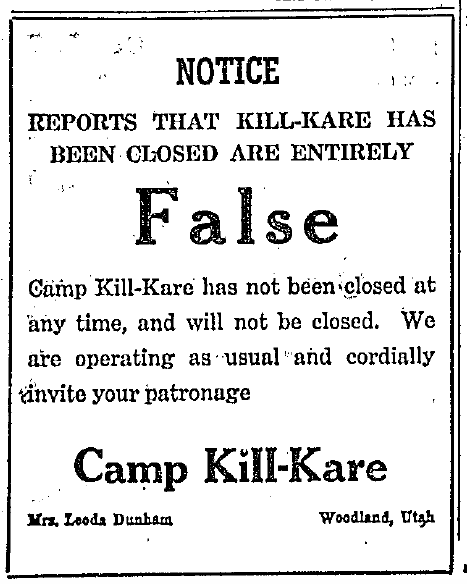 From the Calendar: Kamp Kill Kare – Kamas Valley History Group